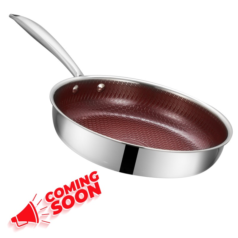 Fry Pan Inner Non-Stick ceramic coated with honeycomb texture.
